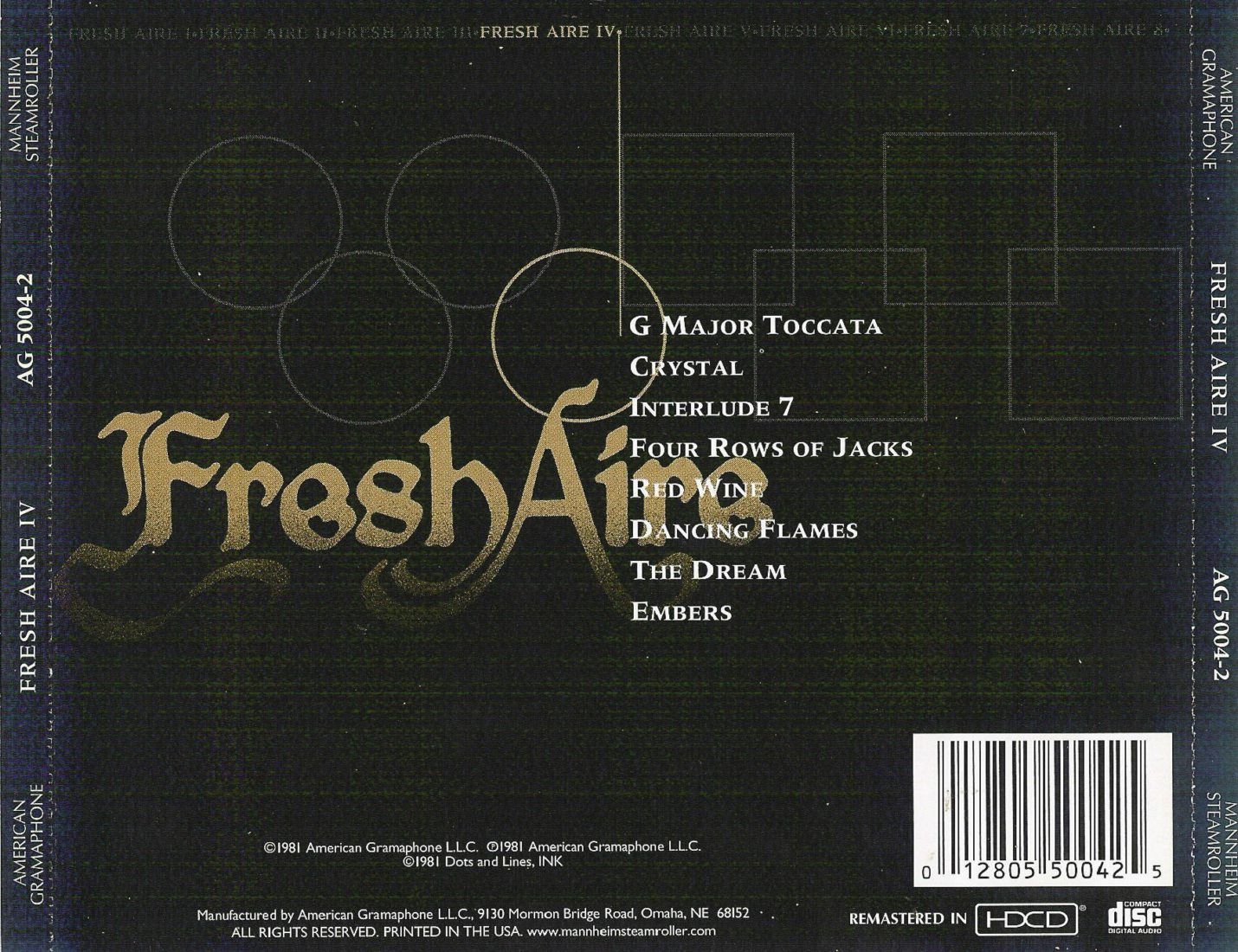 Mannheim Steamroller Fresh Aire Iv : Back | CD Covers | Cover Century ...